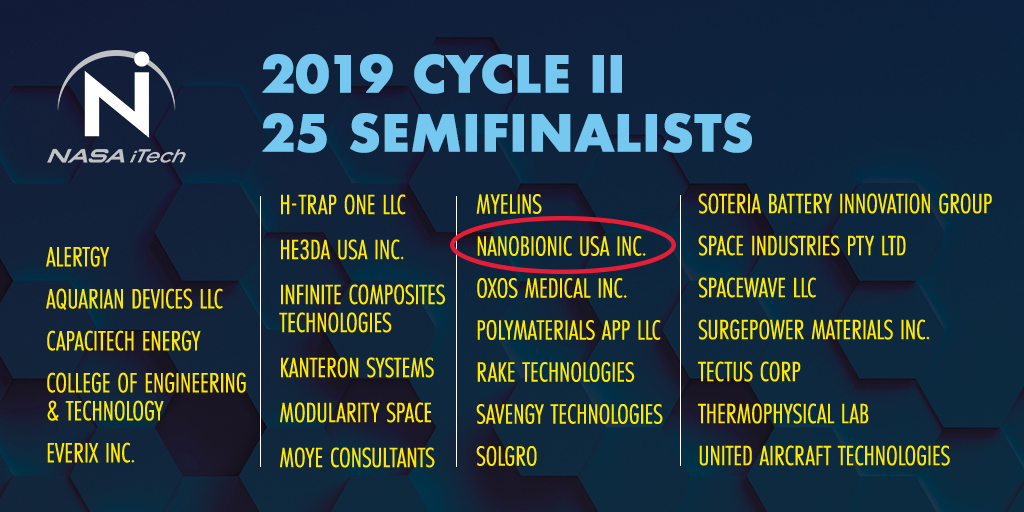 Nanobionic at the top 25 semifinalists at NASA iTech – Nanobionic Group
